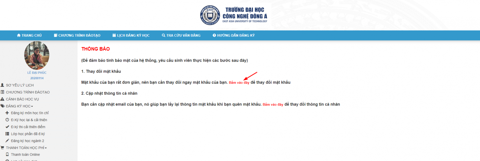HƯỚNG DẪN SỬ DỤNG TRANG SINHVIEN.EAUT.EDU.VN